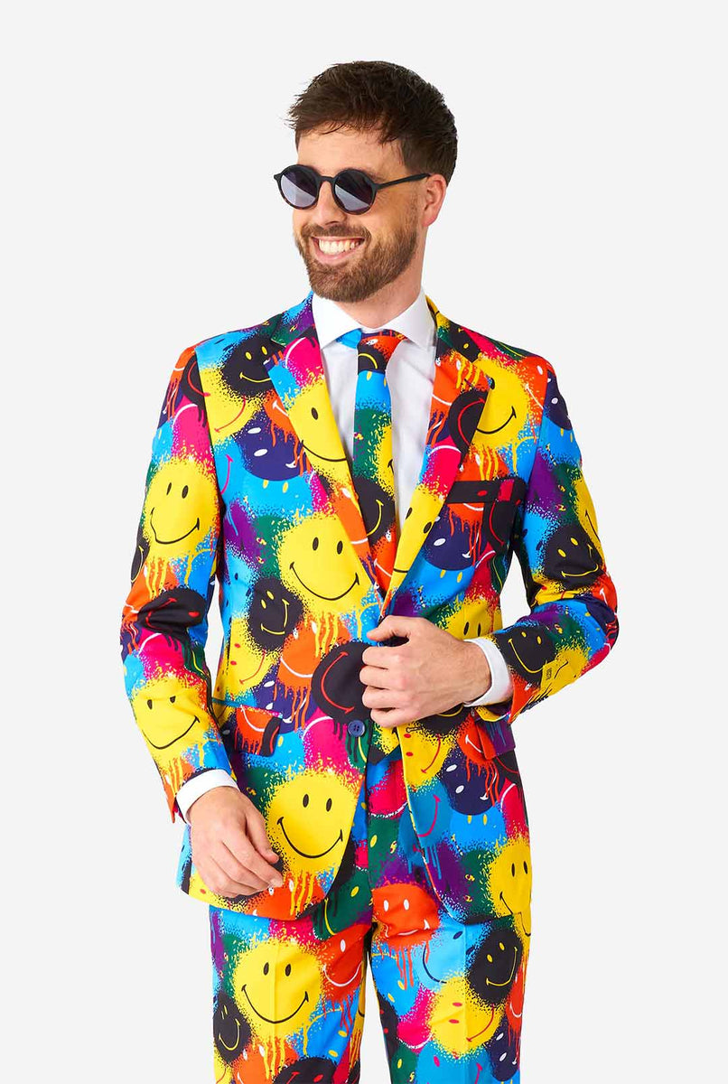 Smiley Drip | Men's Suit with Smiley Print | OppoSuits